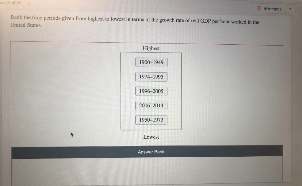 Solved on 19 of 20 Attempt 1 Rank the time periods given | Chegg.com