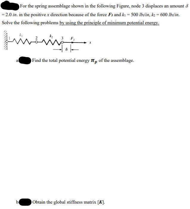 Solved For the spring assemblage shown in the following | Chegg.com