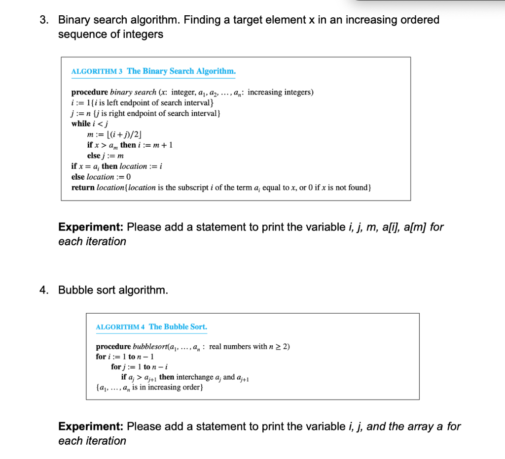 Solved 3 Binary Search Algorithm Finding A Target Element 0020