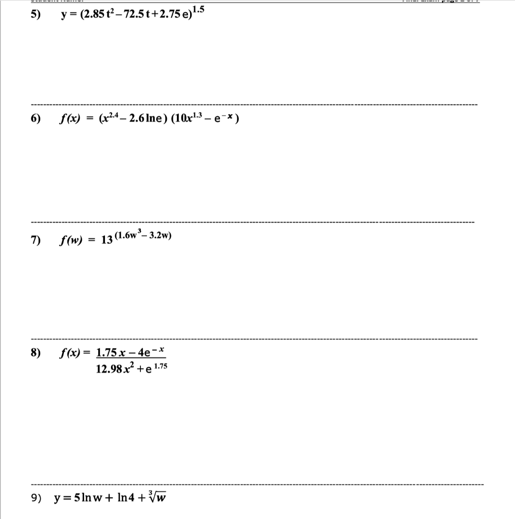 Solved INSTRUCTIONS for problems #1 through #9: Find | Chegg.com