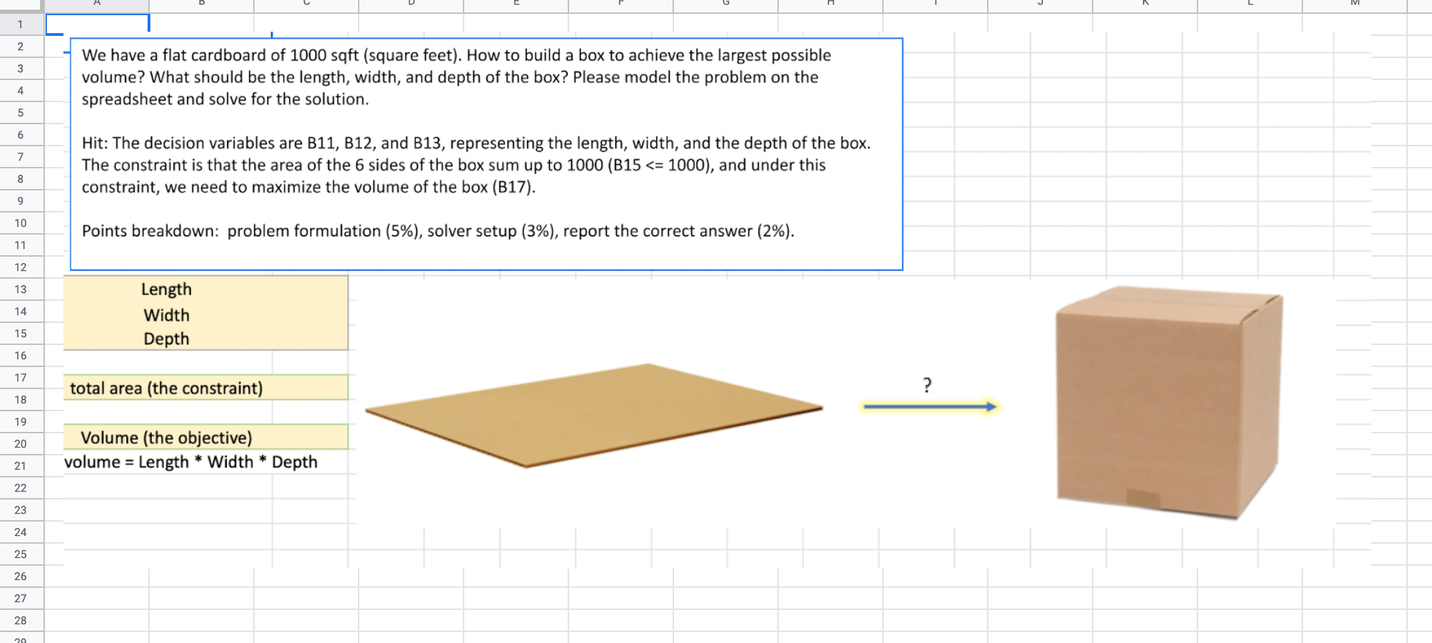 Solved We have a flat cardboard of 1000 sqft (square feet). | Chegg.com