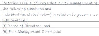 Solved Describe THREE (3) key roles in risk management of | Chegg.com