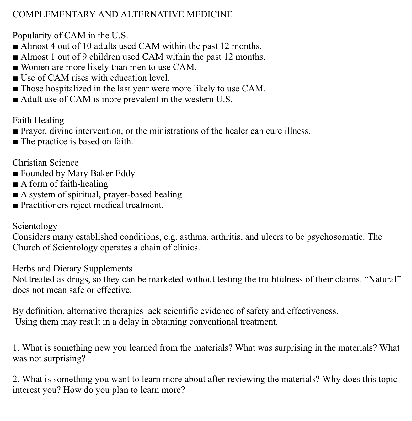 Solved COMPLEMENTARY AND ALTERNATIVE MEDICINEPopularity of | Chegg.com