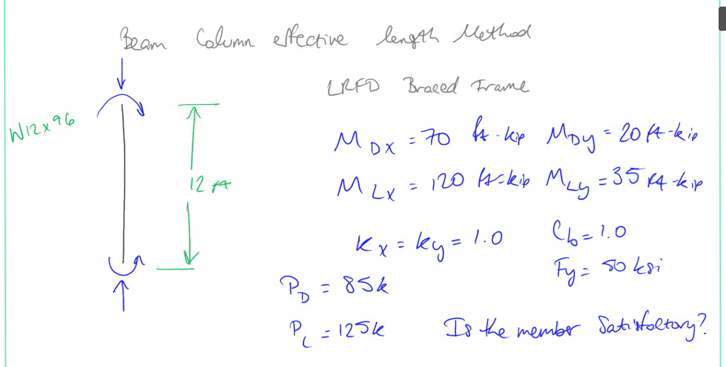 Solved Beam Colum Effective Length Method LRFD Braced | Chegg.com