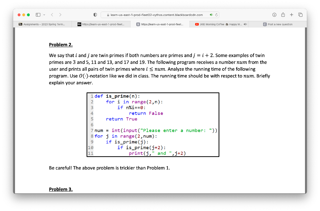 Solved We say that i and j are twin primes if both numbers | Chegg.com