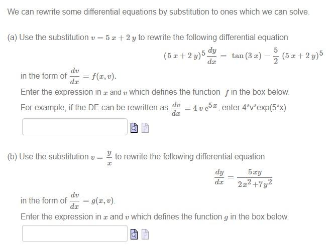 Solved We can rewrite some differential equations by | Chegg.com