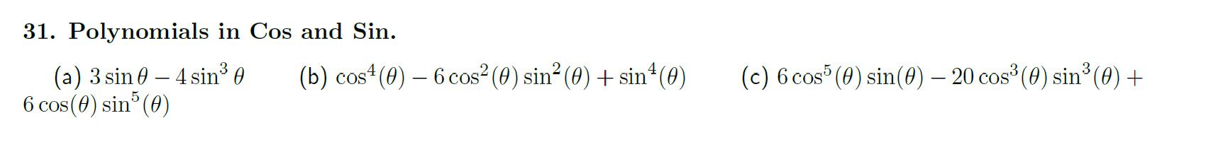Solved 31. Polynomials in Cos and Sin. Here we use de | Chegg.com