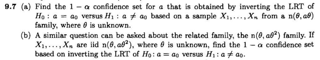 Solved 9.7 (a) Find the 1- a confidence set for a that is | Chegg.com