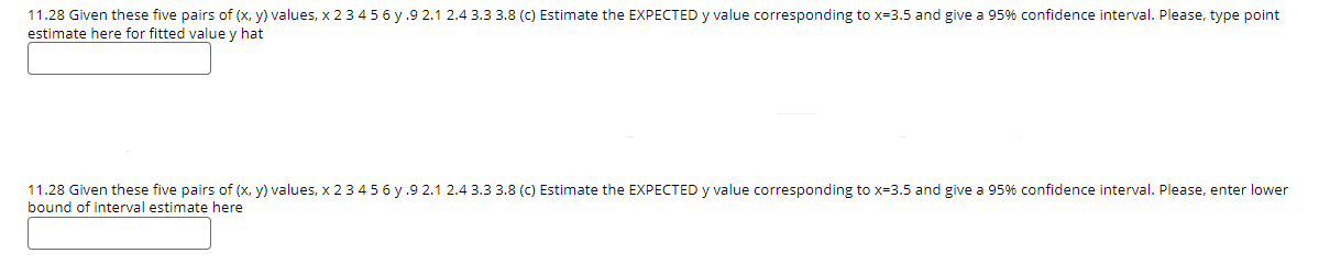 Solved 11.28 Given these five pairs of ( x,y) values, x23456 | Chegg.com