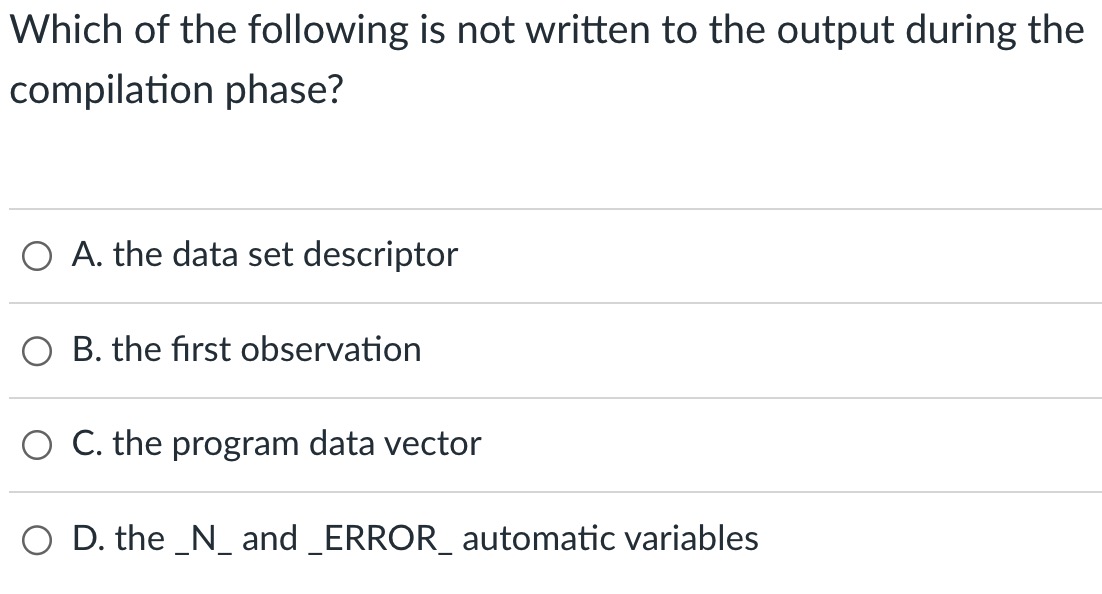 Solved Which of the following is not written to the output | Chegg.com
