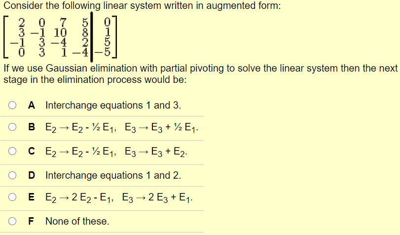 Solved Consider the following linear system written in | Chegg.com