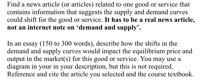 Solved Find a news article (or articles) related to one good | Chegg.com