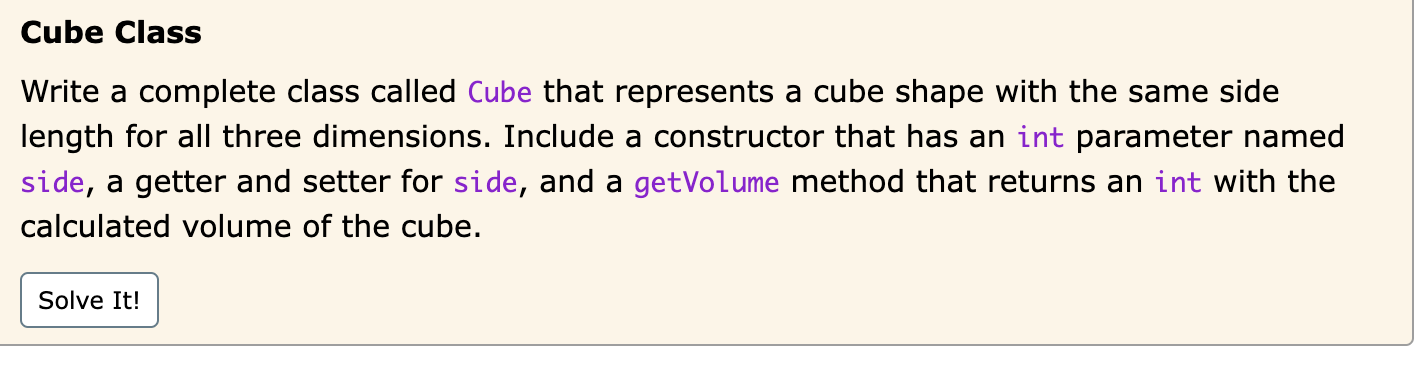 Solved Cube Class Write a complete class called Cube that | Chegg.com