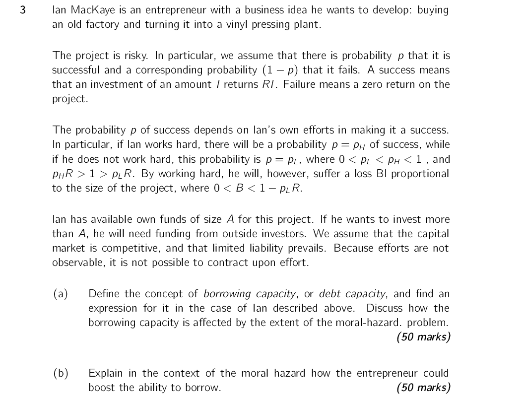 3 lan MacKaye is an entrepreneur with a business idea | Chegg.com