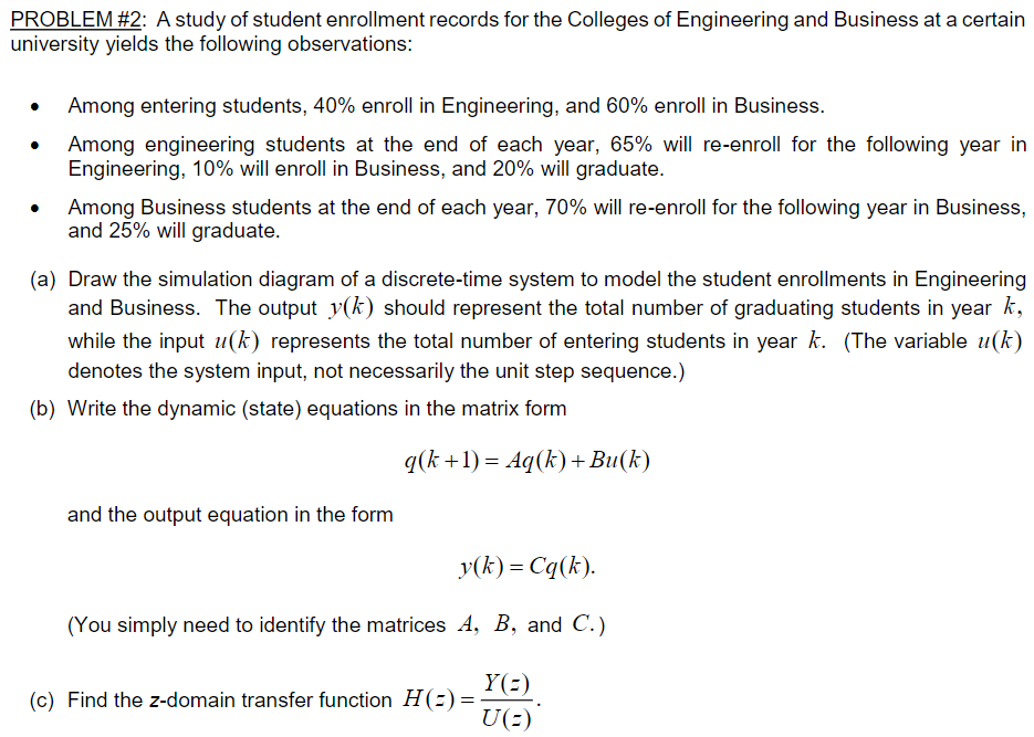 Solved PROBLEM #2: A study of student enrollment records for | Chegg.com