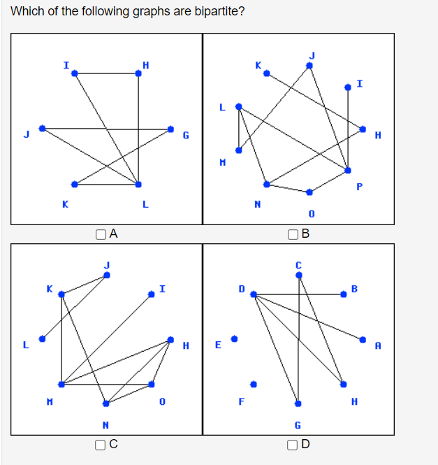 Solved Which of the following graphs are bipartite? | Chegg.com