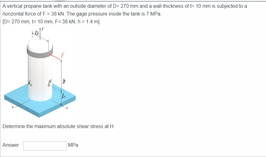 Solved A vertical propane tank with an outside diameter of | Chegg.com