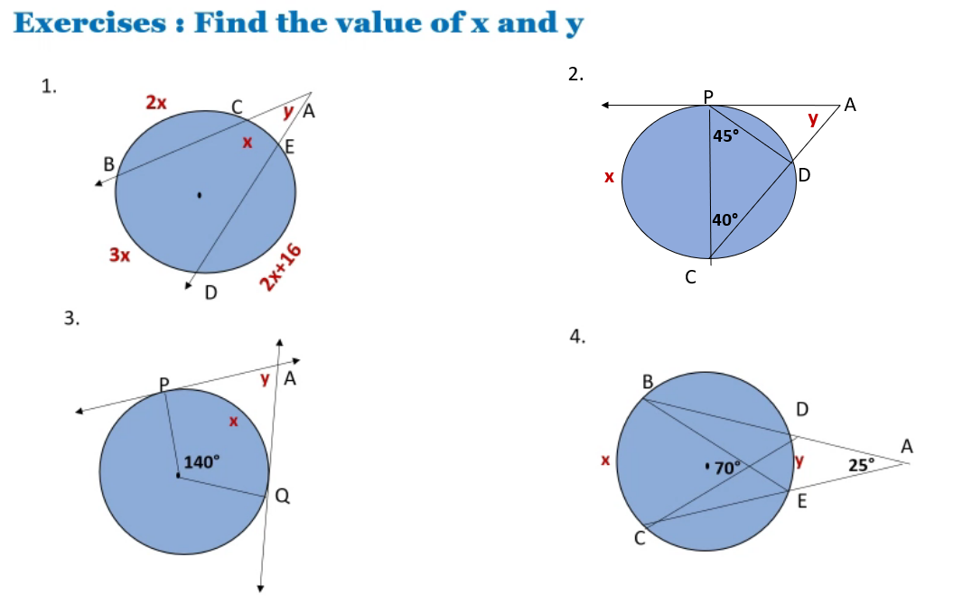 Solved Exercises : Find the value of x and y 2 | Chegg.com
