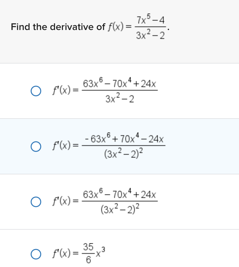 Solved Find the derivative of | Chegg.com