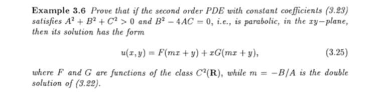 Solved Example 3.6 Prove that if the second order PDE with | Chegg.com