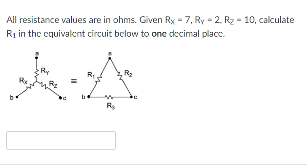Solved All resistance values are in ohms. Given R1 = 4, R2 = | Chegg.com