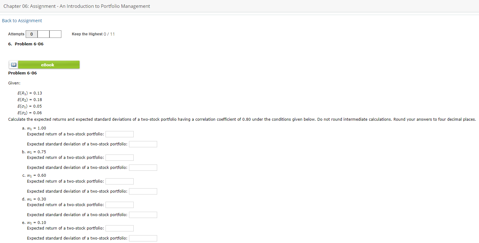 Solved Chapter 06: Assignment - An Introduction to Portfolio | Chegg.com