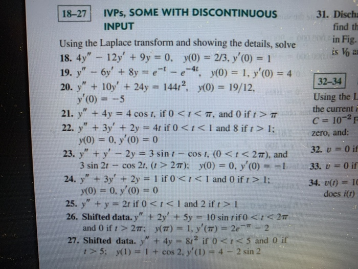 Solved 31. Discha find th in Fig. 18-27 IVPs, SOME WITH | Chegg.com