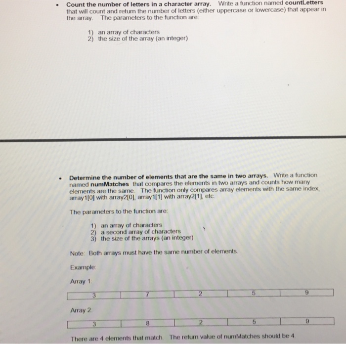 Solved The following functions deal with arrays of | Chegg.com