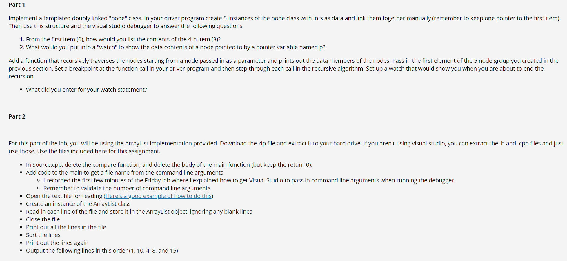 Solved Part 1 Implement A Templated Doubly Linked Node 3950