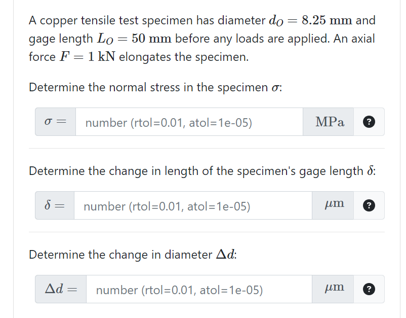 A copper tensile test specimen has diameter dO=8.25 | Chegg.com