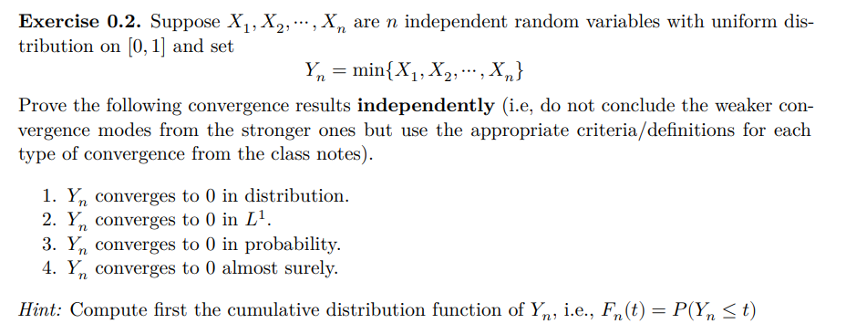 Solved Exercise 0.2. Suppose X1,X2,⋯,Xn are n independent | Chegg.com