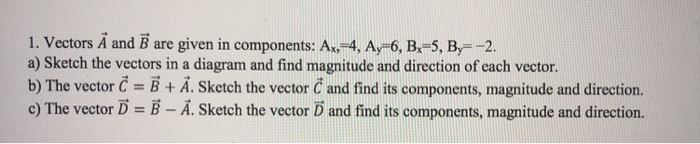 Solved 1. Vectors A and B are given in components: A, 4, Ay | Chegg.com