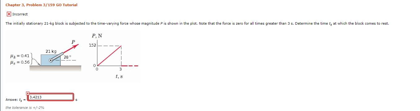 Solved Chapter 3, Problem 3/159 GO Tutorial X Incorrect The | Chegg.com