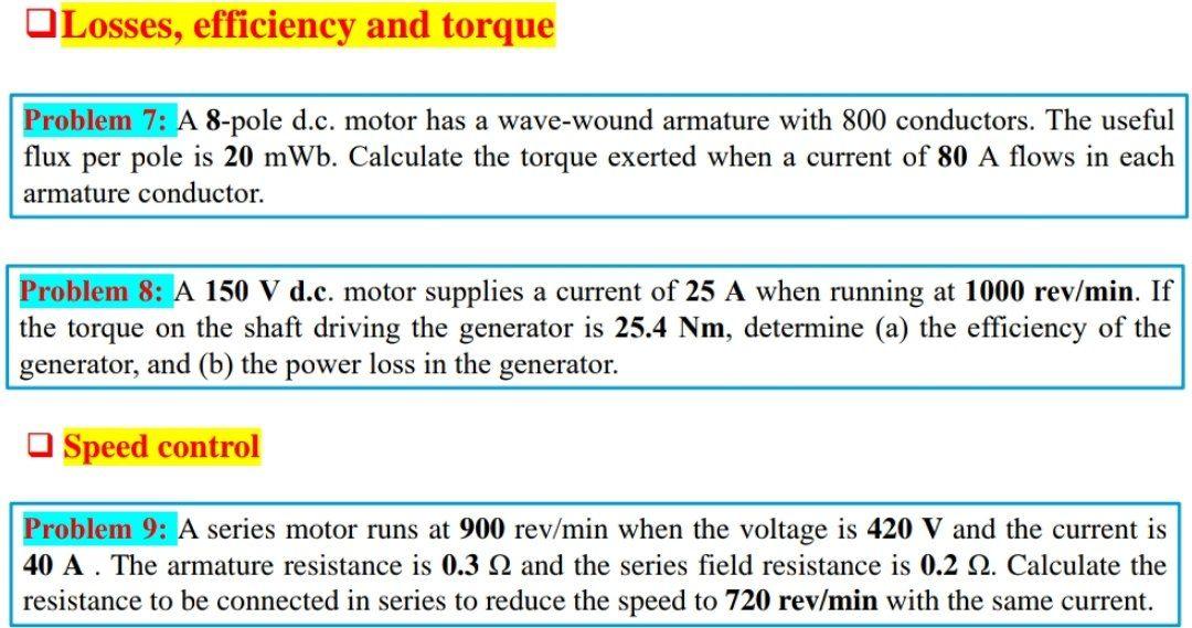 Solved Losses, efficiency and torque Problem 7: A 8-pole | Chegg.com