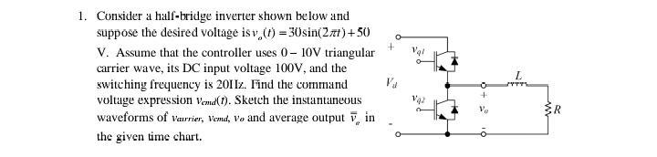 Solved 1. Consider a half-bridge inverter shown below and | Chegg.com