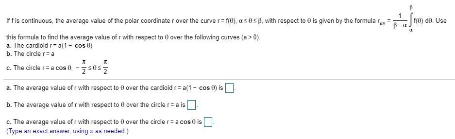 Solved If fis continuous, the average value of the polar | Chegg.com