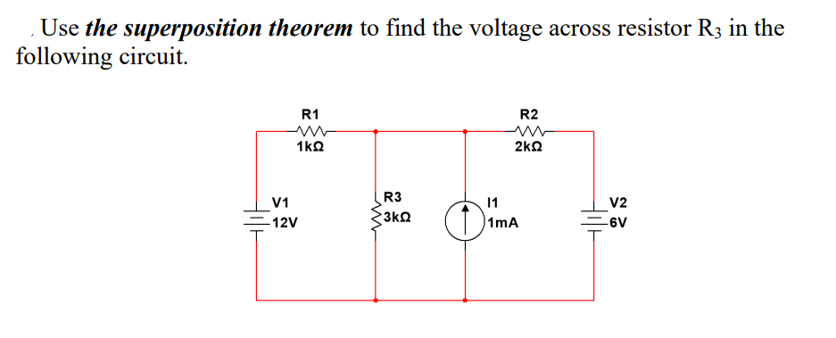 Solved Use the superposition theorem to find the voltage | Chegg.com