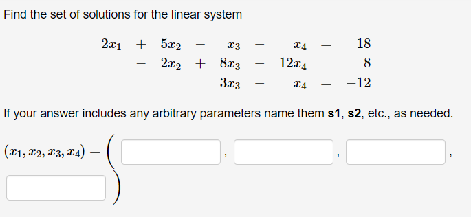 Solved Find the set of solutions for the linear system | Chegg.com