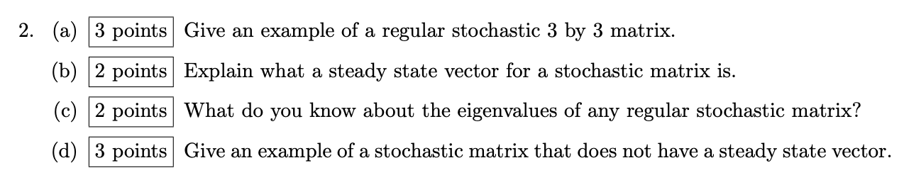 Solved 2. (a) 3 points Give an example of a regular | Chegg.com