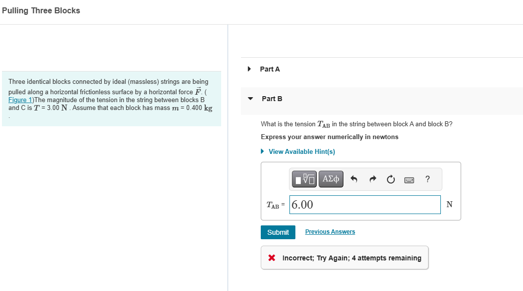 Solved Pulling Three BlocksThree identical blocks connected | Chegg.com