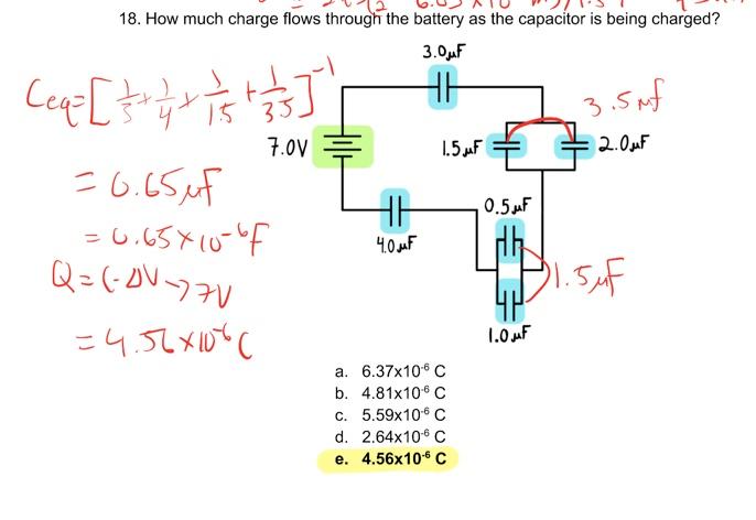 Solved 8. How much charge flows through the battery as the | Chegg.com