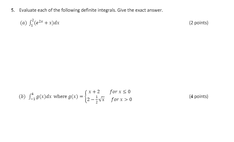Solved 5. Evaluate each of the following definite integrals. | Chegg.com