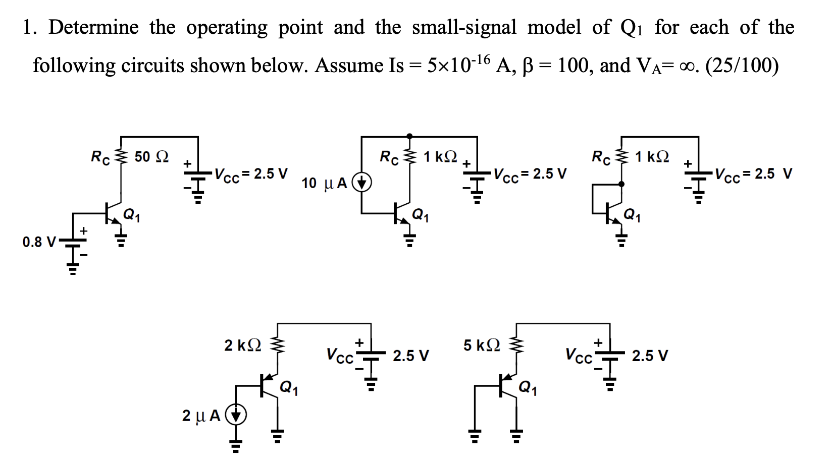 Solved Determine the operating point and the small-signal | Chegg.com