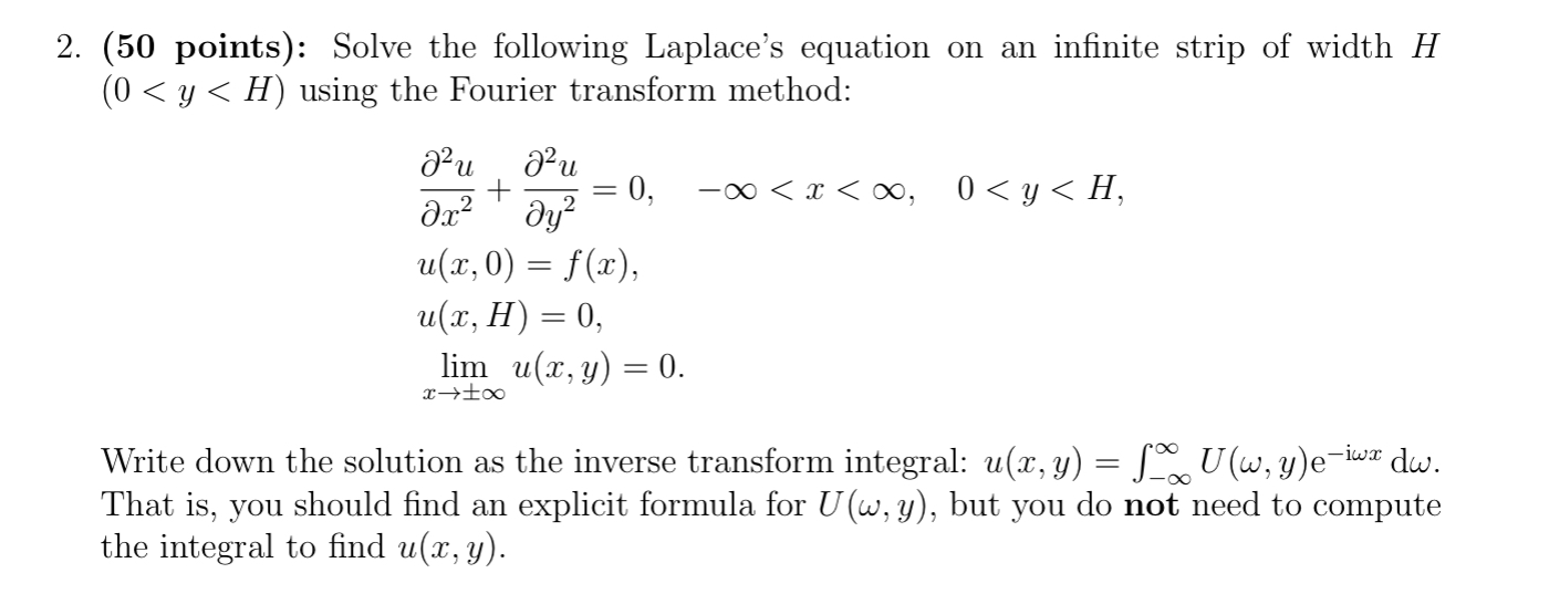 Solved 2. (50 points): Solve the following Laplace's | Chegg.com
