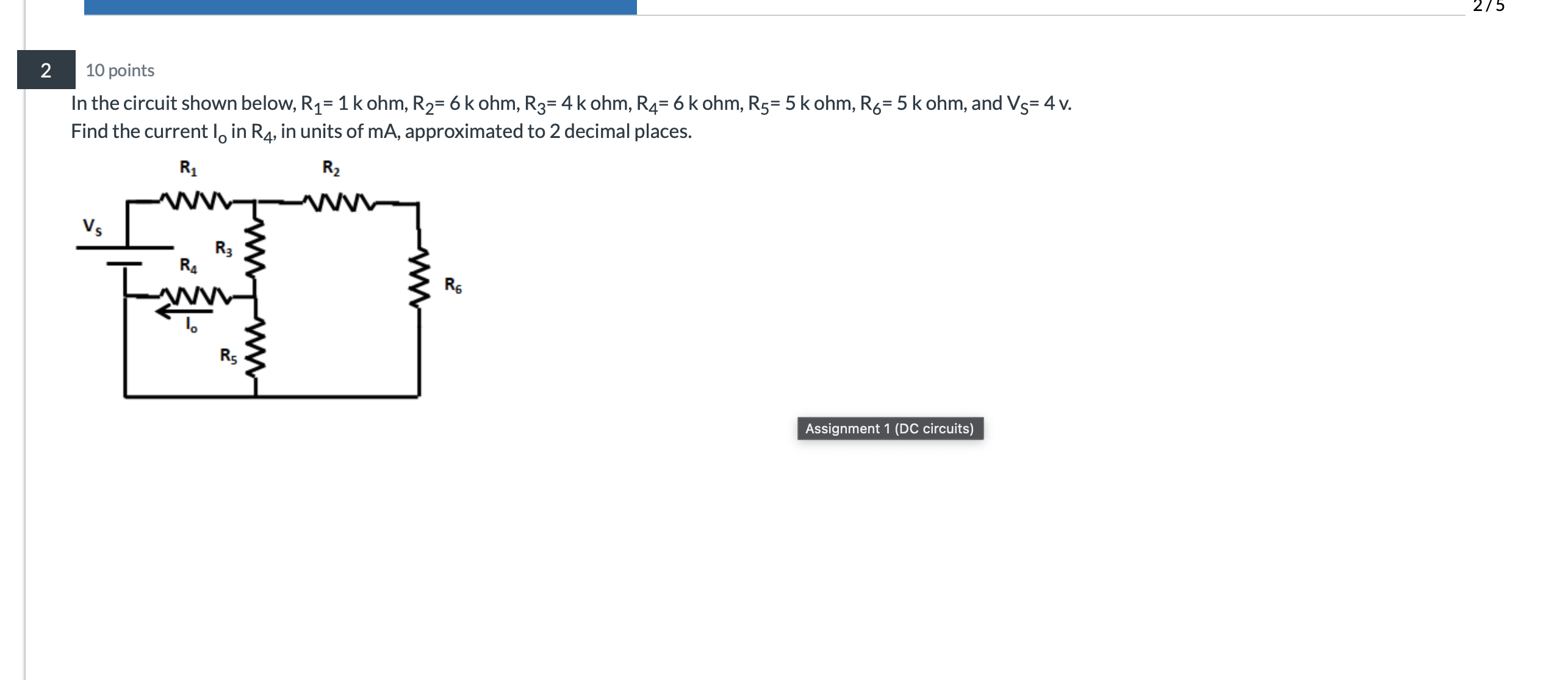 Solved In the circuit shown below, R1=1k ﻿ohm, R2=6k ﻿ohm, | Chegg.com