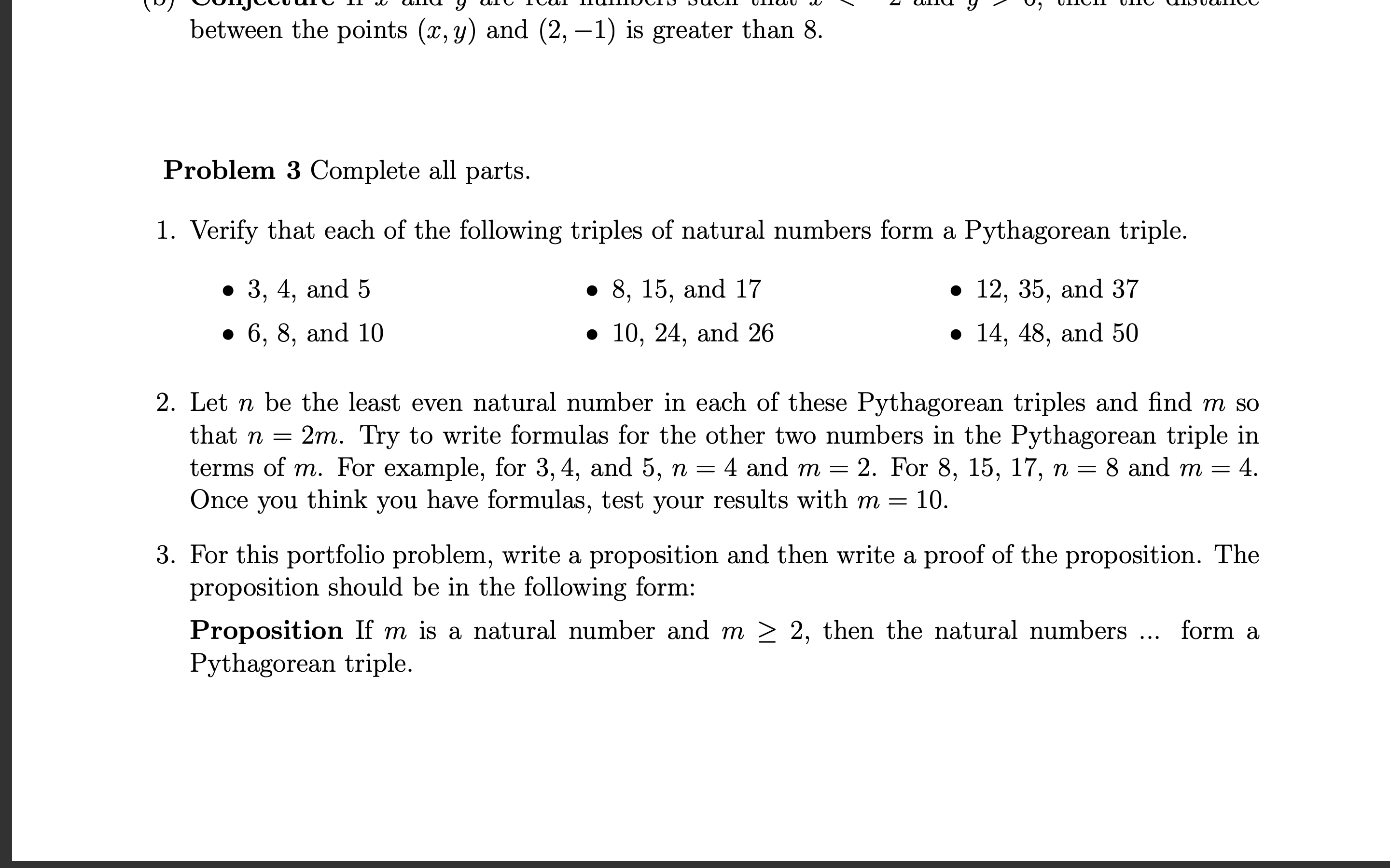 Solved 1. ﻿Verify that each of the following triples of | Chegg.com