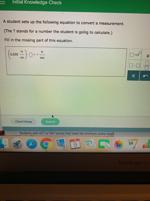 Solved Initial Knowledge Check A student sets up the | Chegg.com