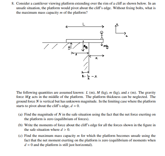 Solved 8. Consider a cantilever viewing platform extending | Chegg.com