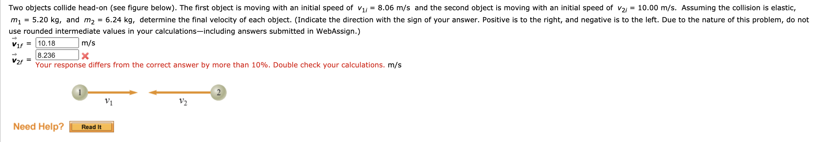 Solved Two Objects Collide Head On See Figure Below The
