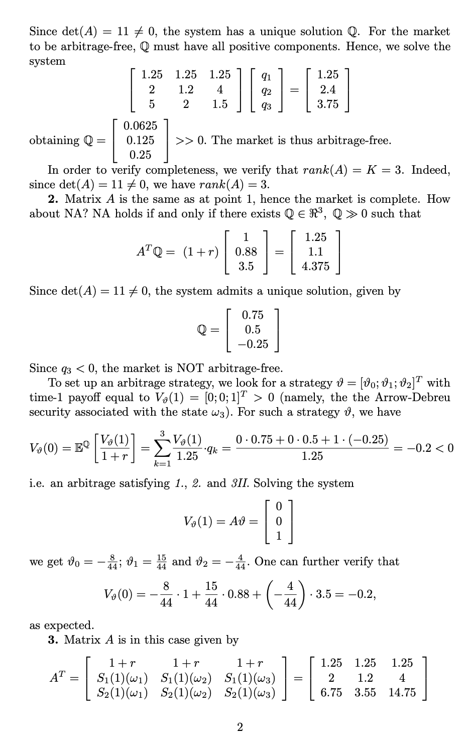 Solved The One-period Financial Market Model EXERCISE 1 In a | Chegg.com